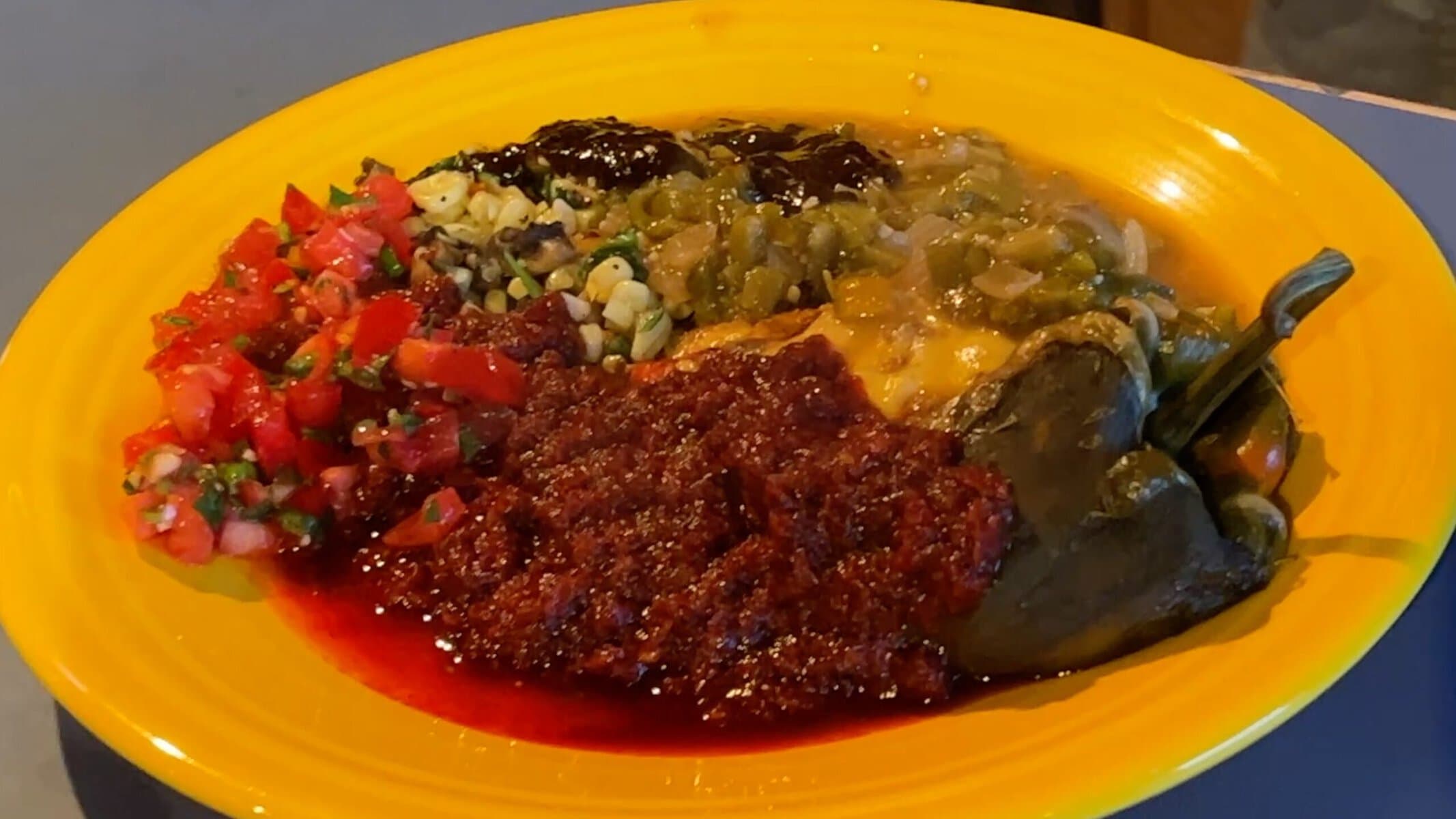 Chorizo Stuffed Chiles Christmas Style - 2 Cooks in the Kitchen